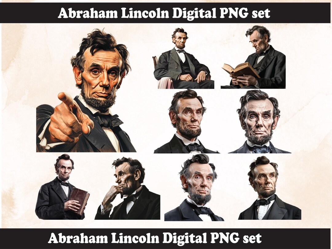 Abraham Lincoln Portrait PNG | Printable DIY Template Htv | Sublimation ...
