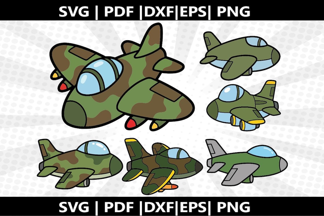 Camouflage Army Airplane SVG Bundle, Cricut Silhouette Cut Files ...