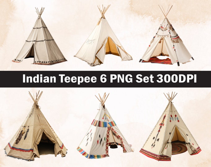Indian Teepee Tent, Printable Watercolor Clipart, 10 High Quality ...
