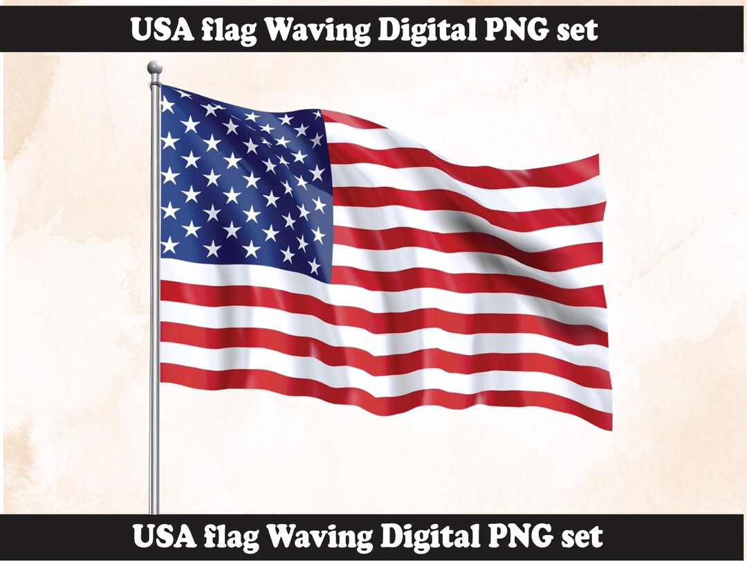 Waving USA Flag PNG | Printable DIY Template Htv | Sublimation File ...