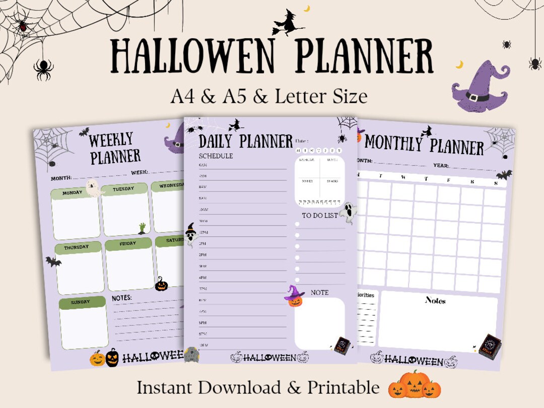 Halloween Planner, Daily-weekly-monthly Planner, Halloween Schedule ...