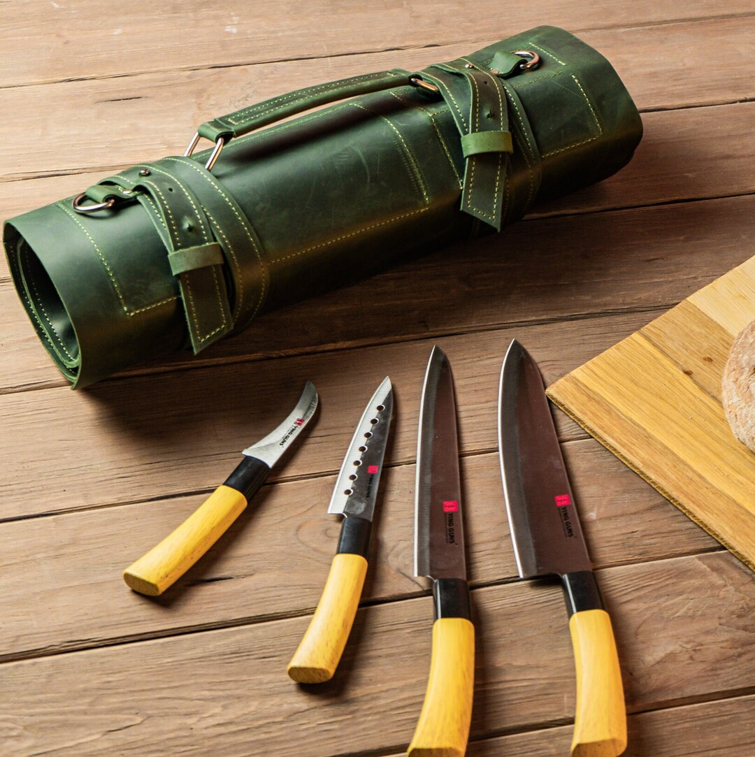 Pesonalized Leather Knife Case, Chefs Bag, Chef Knife Bag, Leather Roll ...