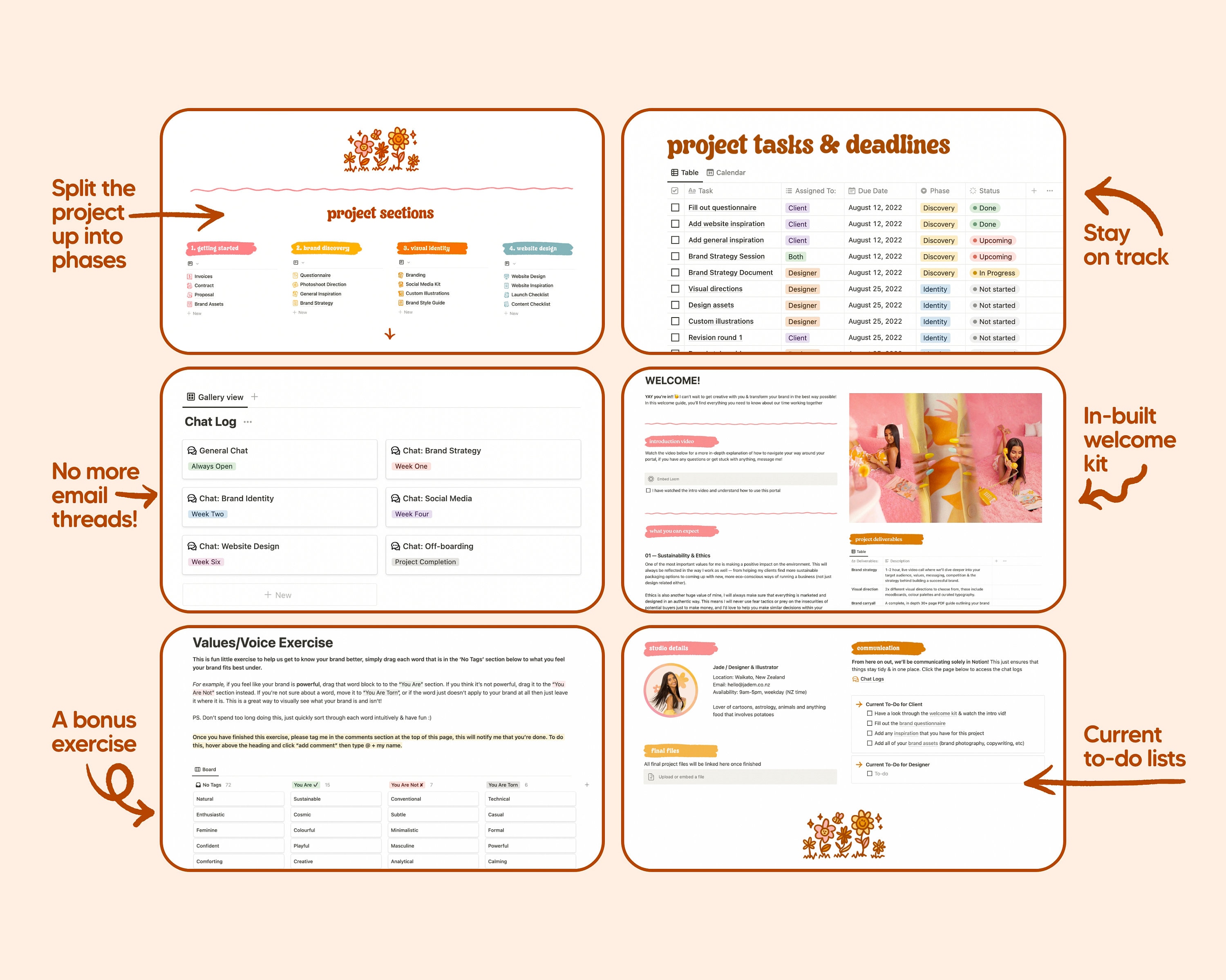 Notion Client Portal Template, Project Management, Client Onboarding, Client Communication, Adhd ...