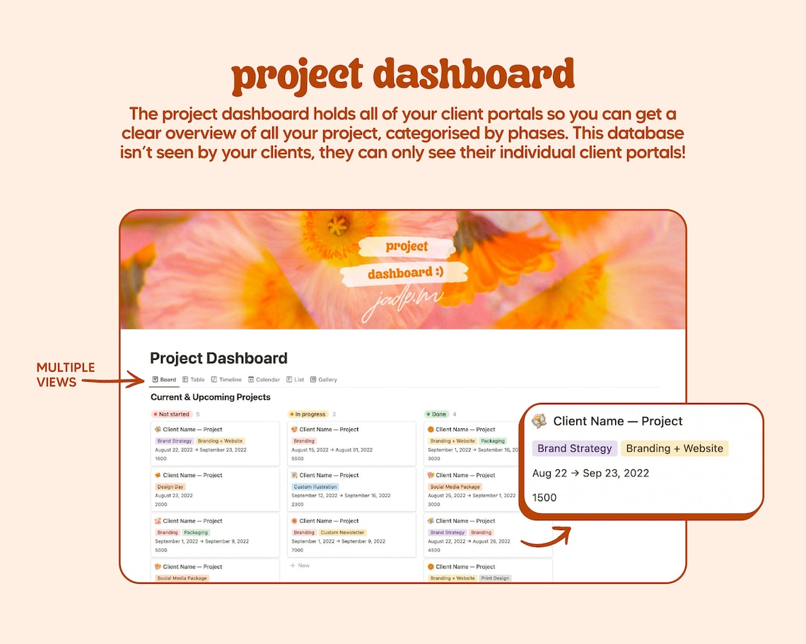 Notion Client Portal Template, Project Management, Client Onboarding, Client Communication, Adhd ...