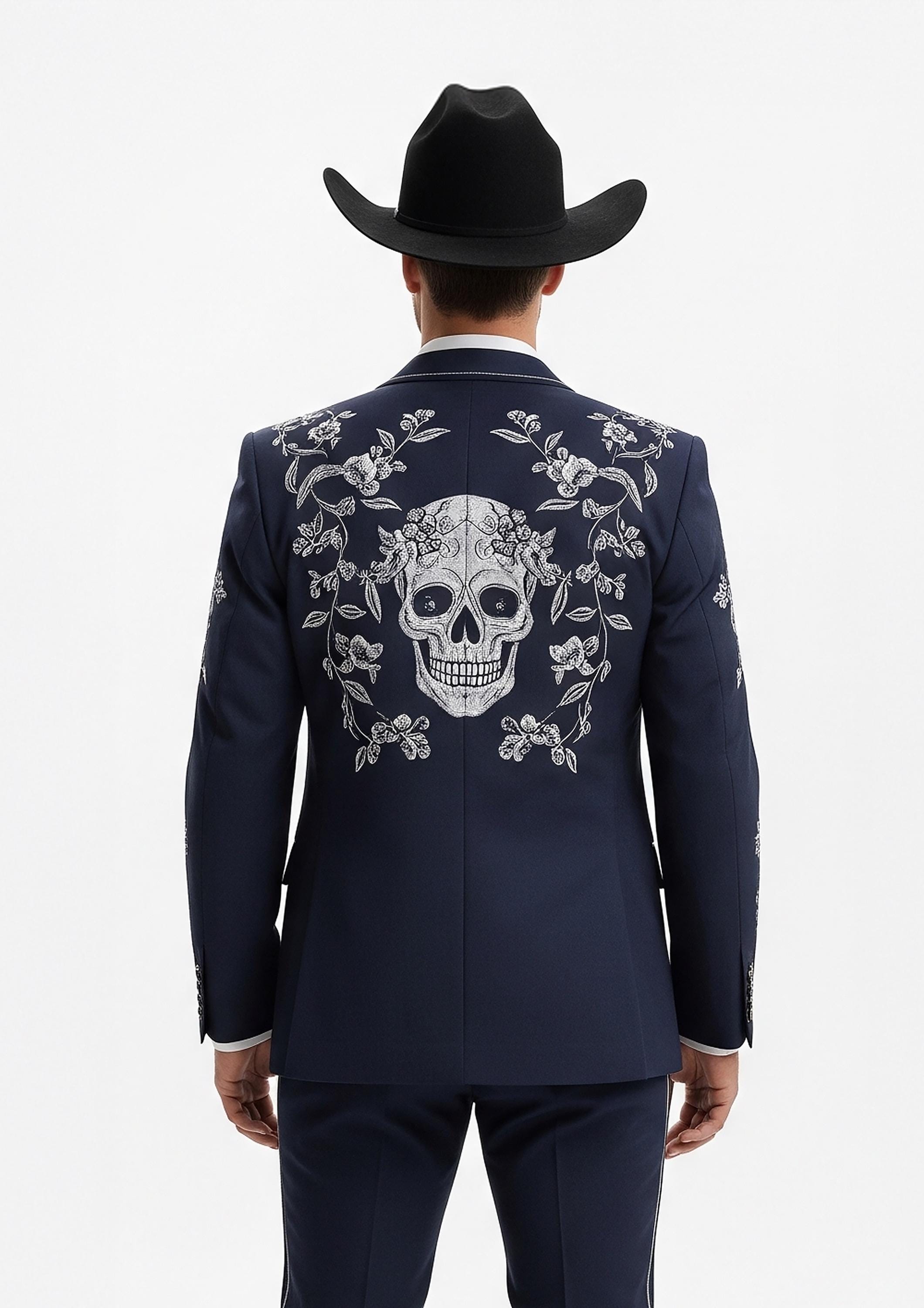Embroidered Navy Western Cowboy Suit: Skull Rodeo Outfit - 2-piece - Etsy