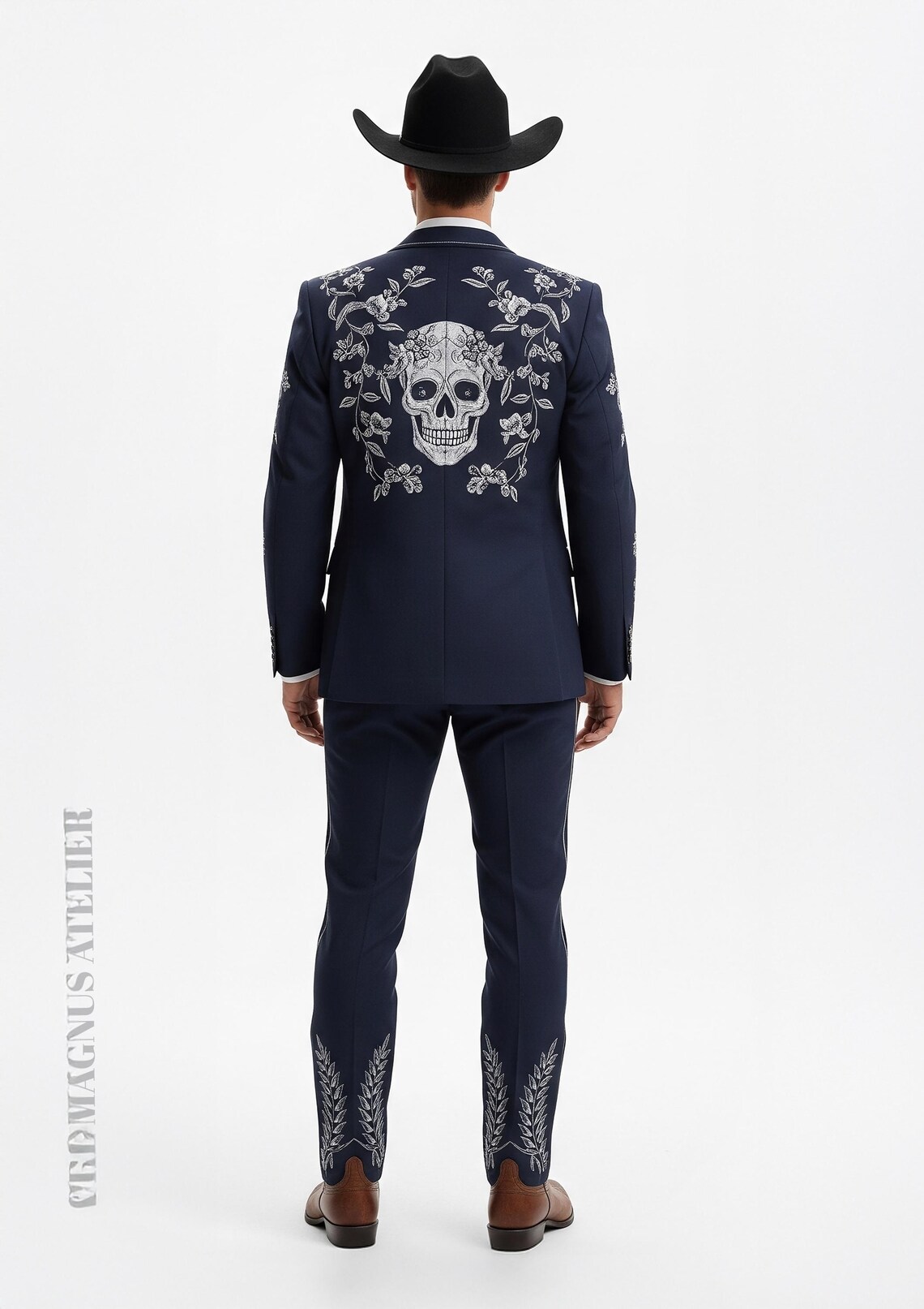 Embroidered Navy Western Cowboy Suit: Skull Rodeo Outfit - 2-piece - Etsy