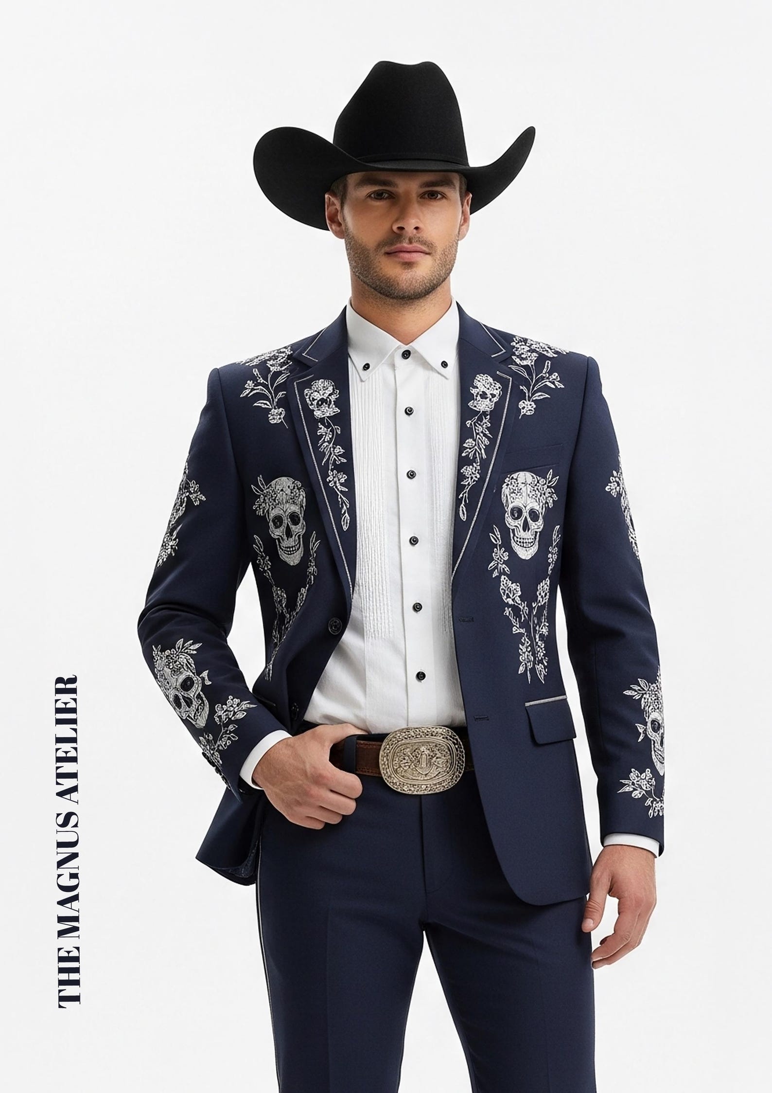 Embroidered Navy Western Cowboy Suit: Skull Rodeo Outfit - 2-piece - Etsy