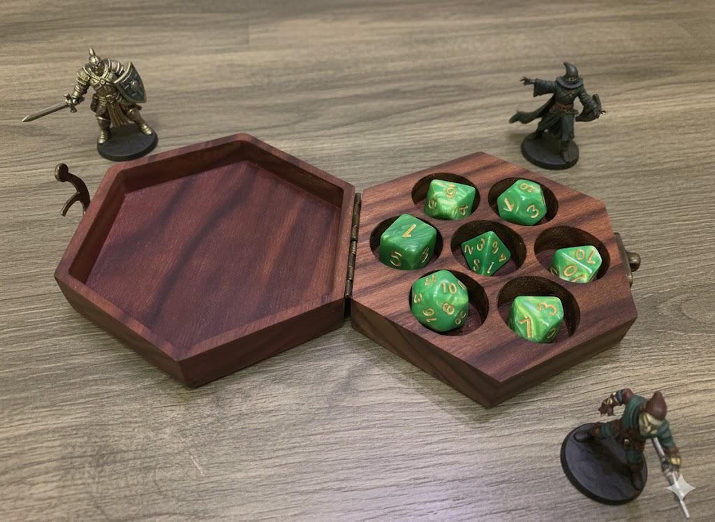 Custom Hexagon RPG Dice Vault - Engraved Personalized Storage Box for ...