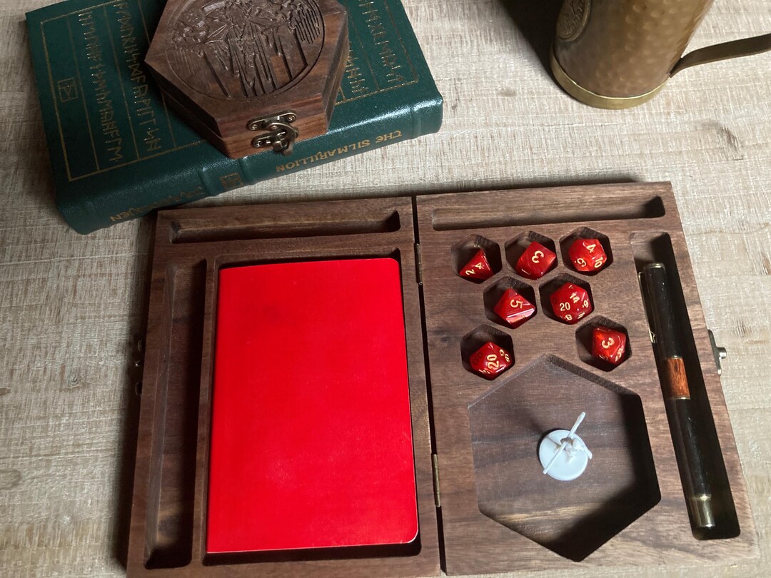 Walnut RPG Dice Box, Tray & Organizer: Tabletop Gaming Accessories - Etsy