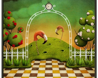Alice Pink Flamingo in the Labyrinth of Wonderland, Digital ...