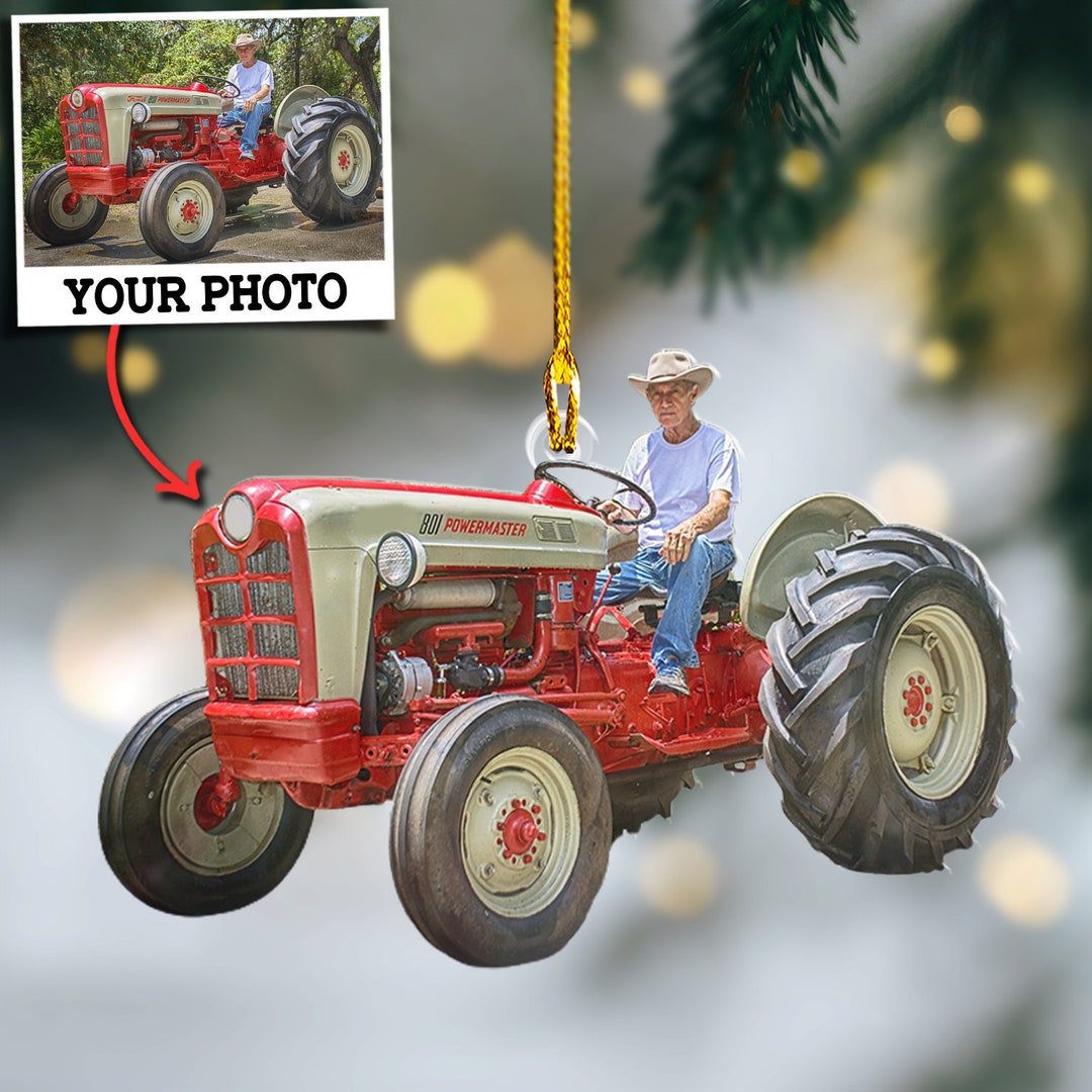 Personalized Farmer Tractor Ornament, Custom Photo Christmas Ornament ...