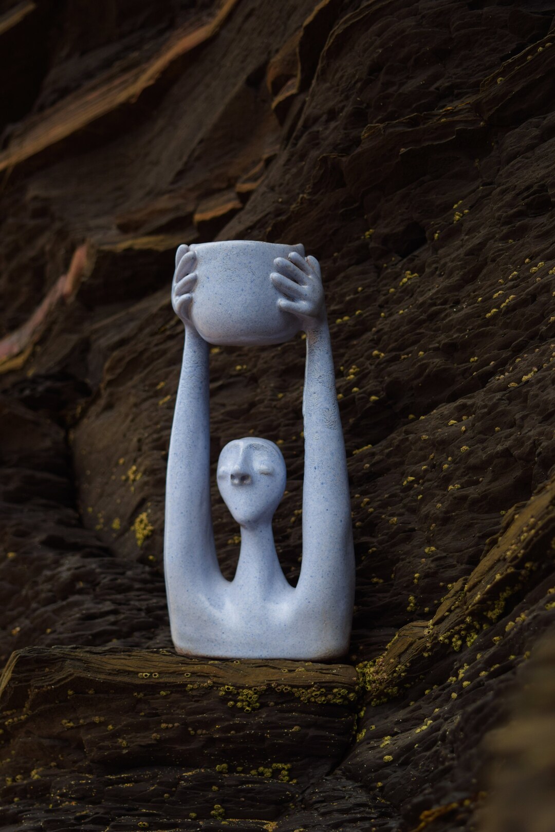 Sculpture With Ceramic Pot / Modern Sculpture / Man Sculpture / Clay ...