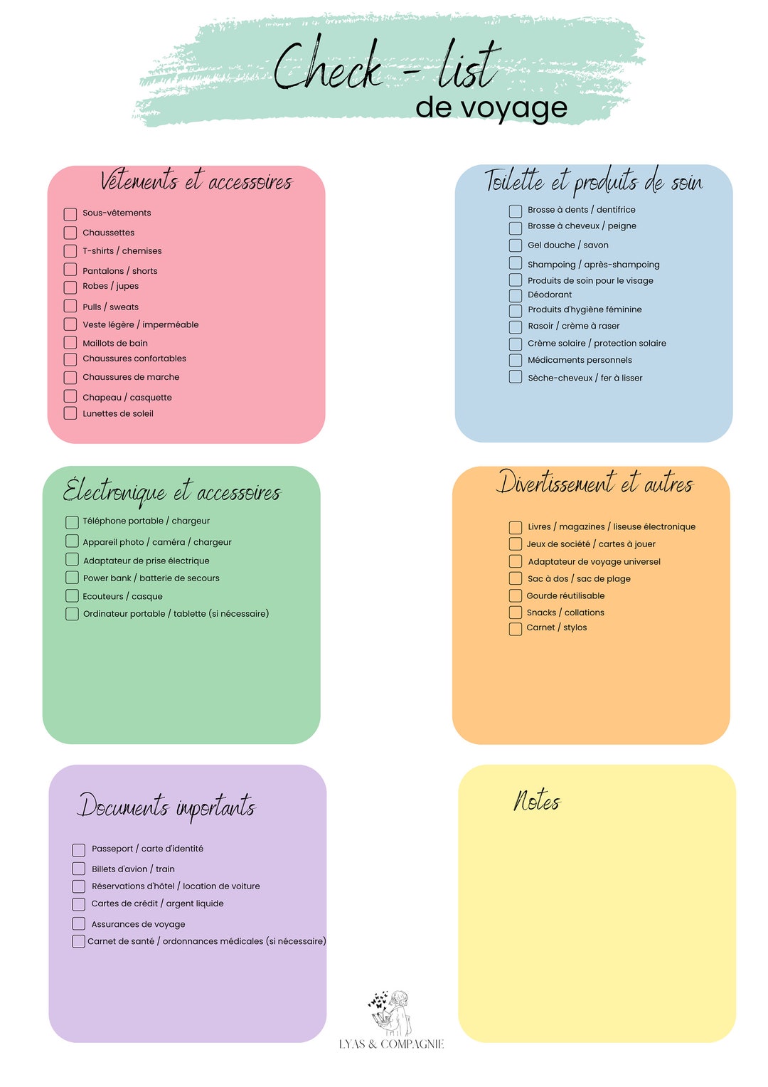 Check-list De Voyage - Etsy