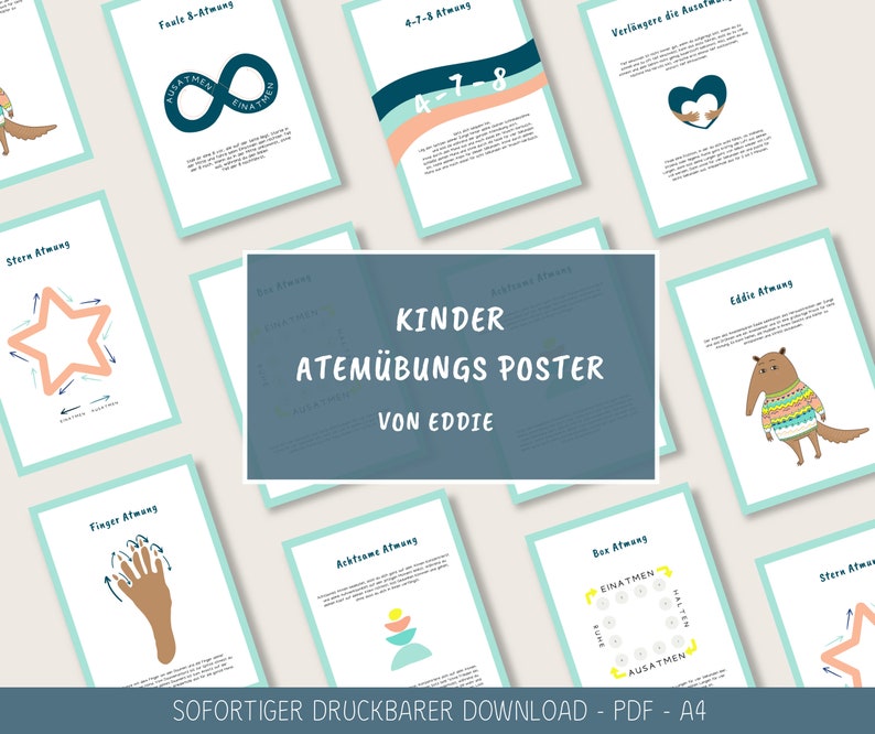 Breathing Exercise Poster Kids - Digital PDF Download, Emotion ...