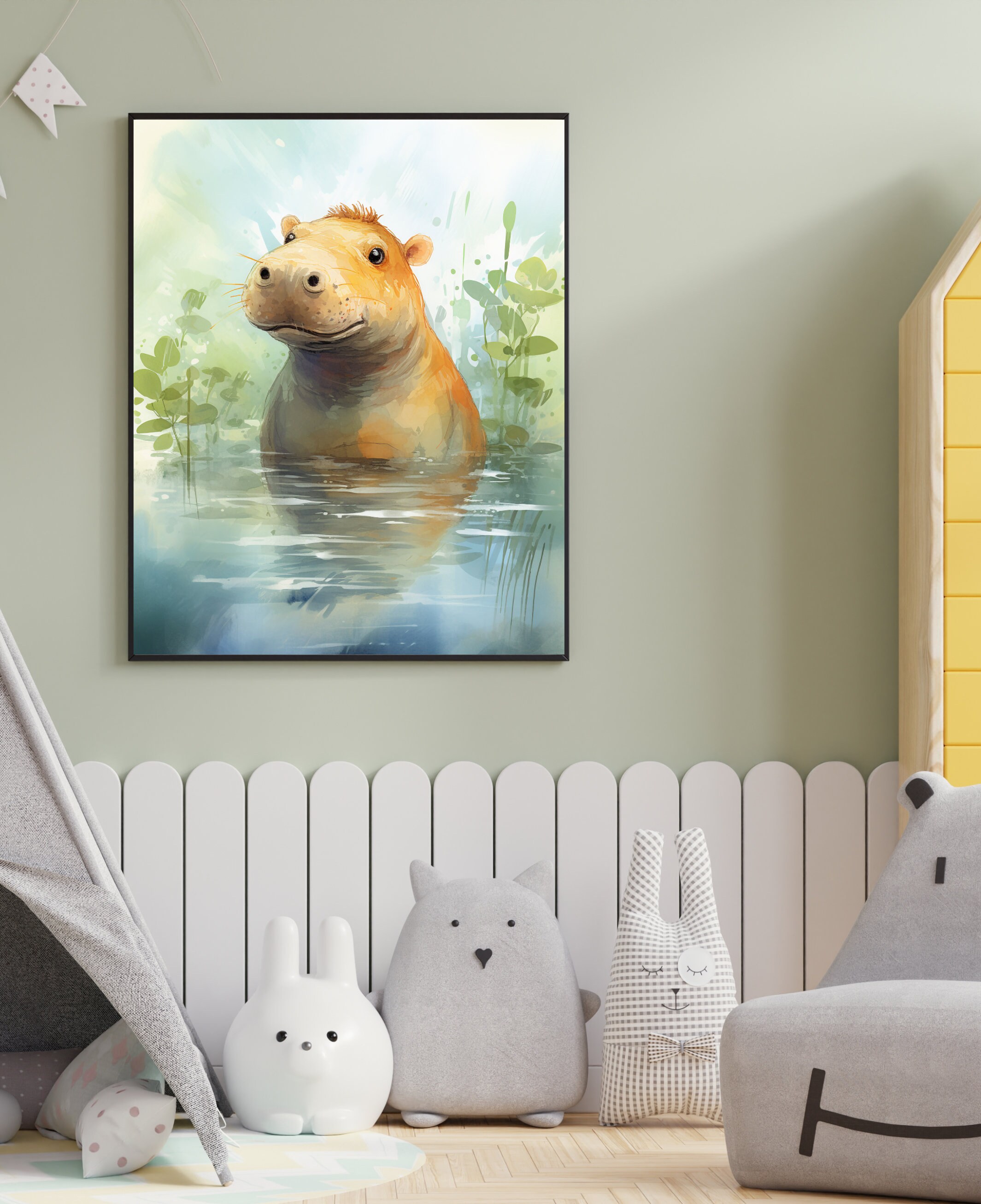 Manatee Poster, Nursery Decor, Watercolor Animals, Baby Shower Gift ...