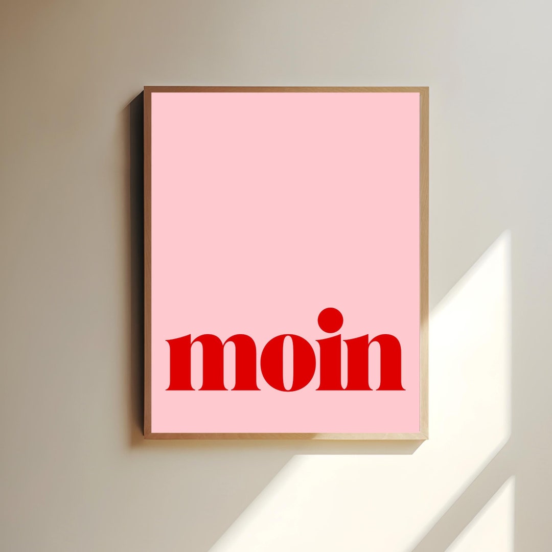 Poster Moin Pink, Moin Poster Minimalist, North German Greeting ...