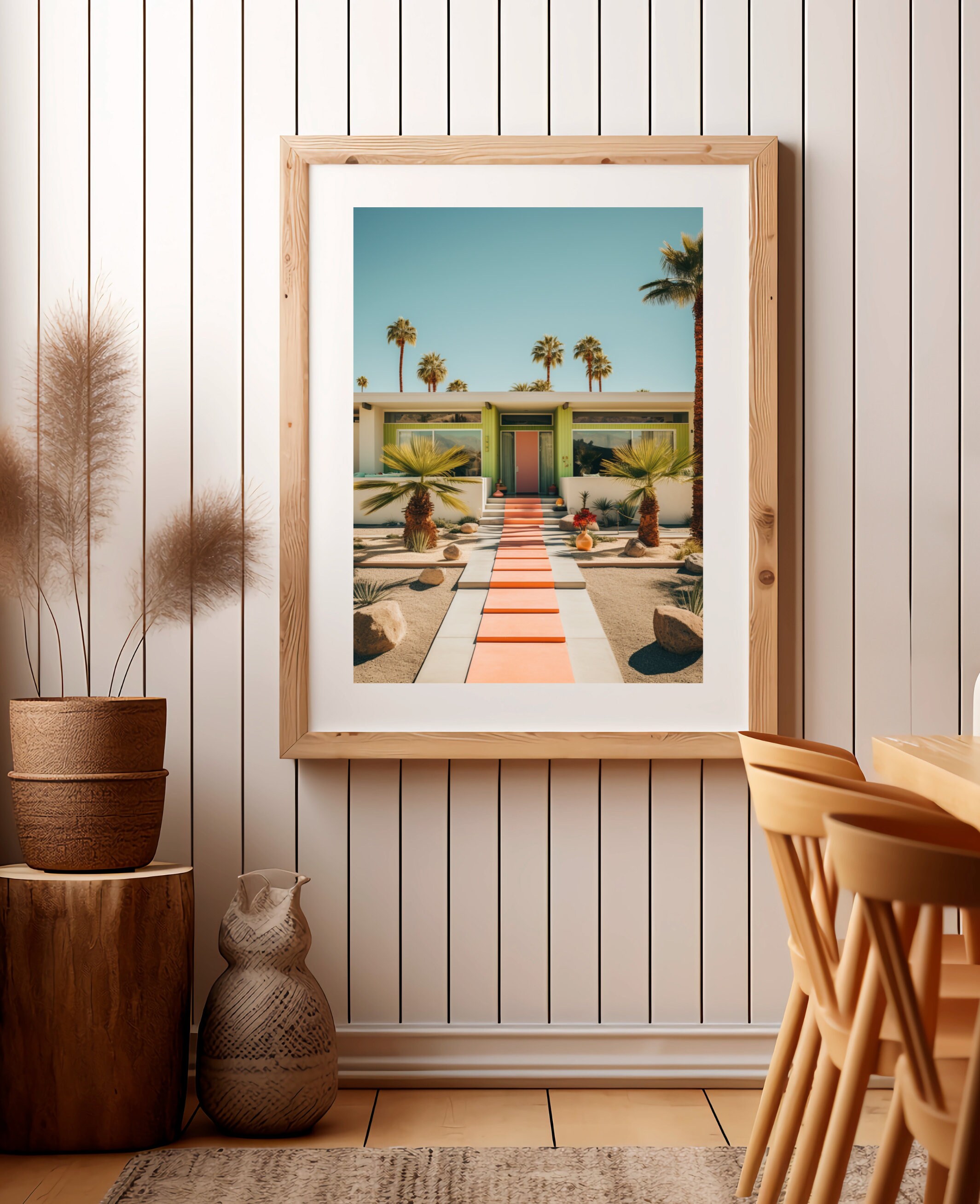 Palm Springs Poster, Mid-century Modern Art, Retro Desert Landscape ...