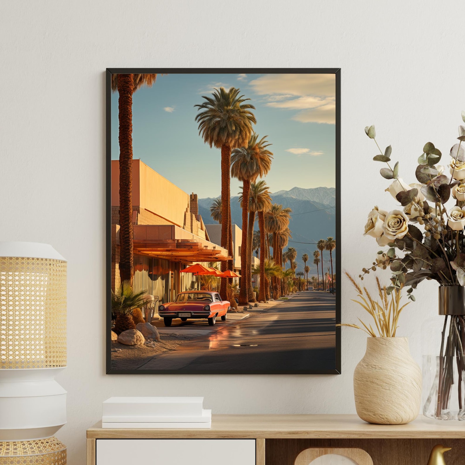 Vintage Palm Springs Street Scene Poster, Retro California Decor ...