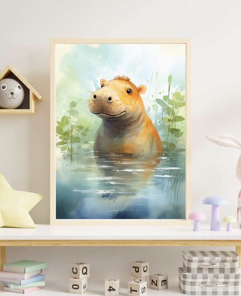 Manatee Poster, Nursery Decor, Watercolor Animals, Baby Shower Gift ...