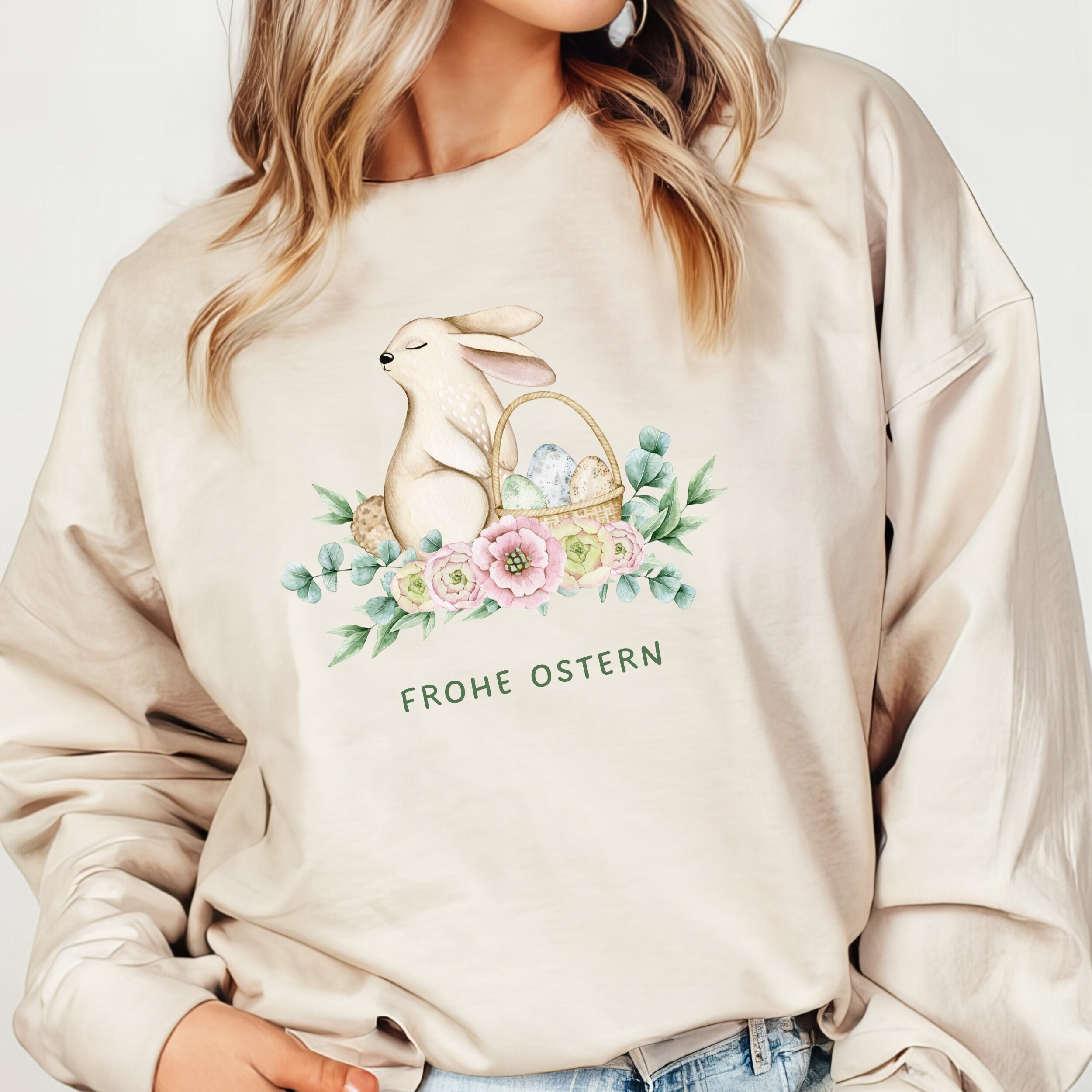 Happy Easter Sweater for Men and Women, Easter Bunny Motif Sweatshirt ...