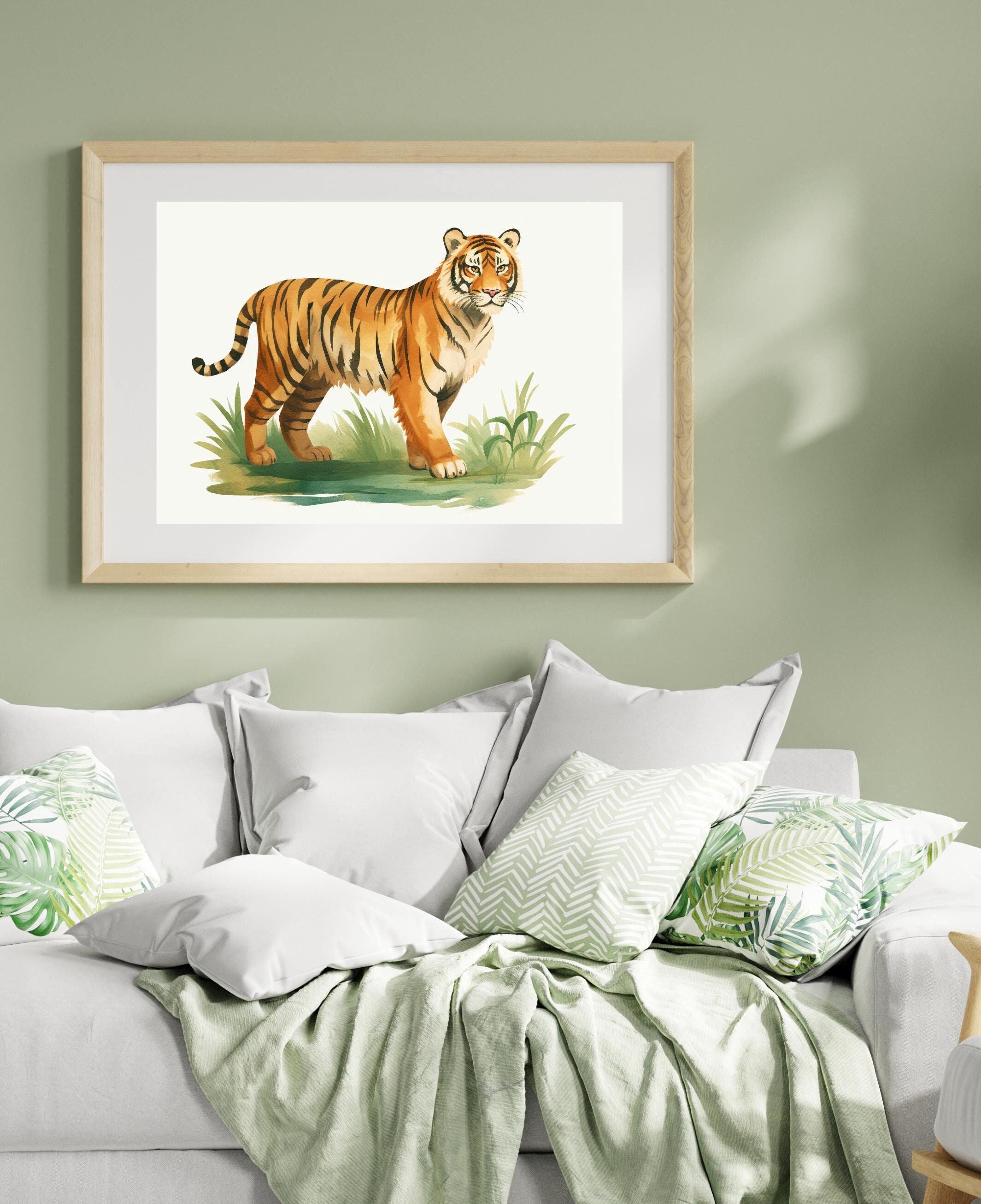 Tiger Poster, Jungle Animal Poster, Watercolor Animal Wall Art, Nursery ...