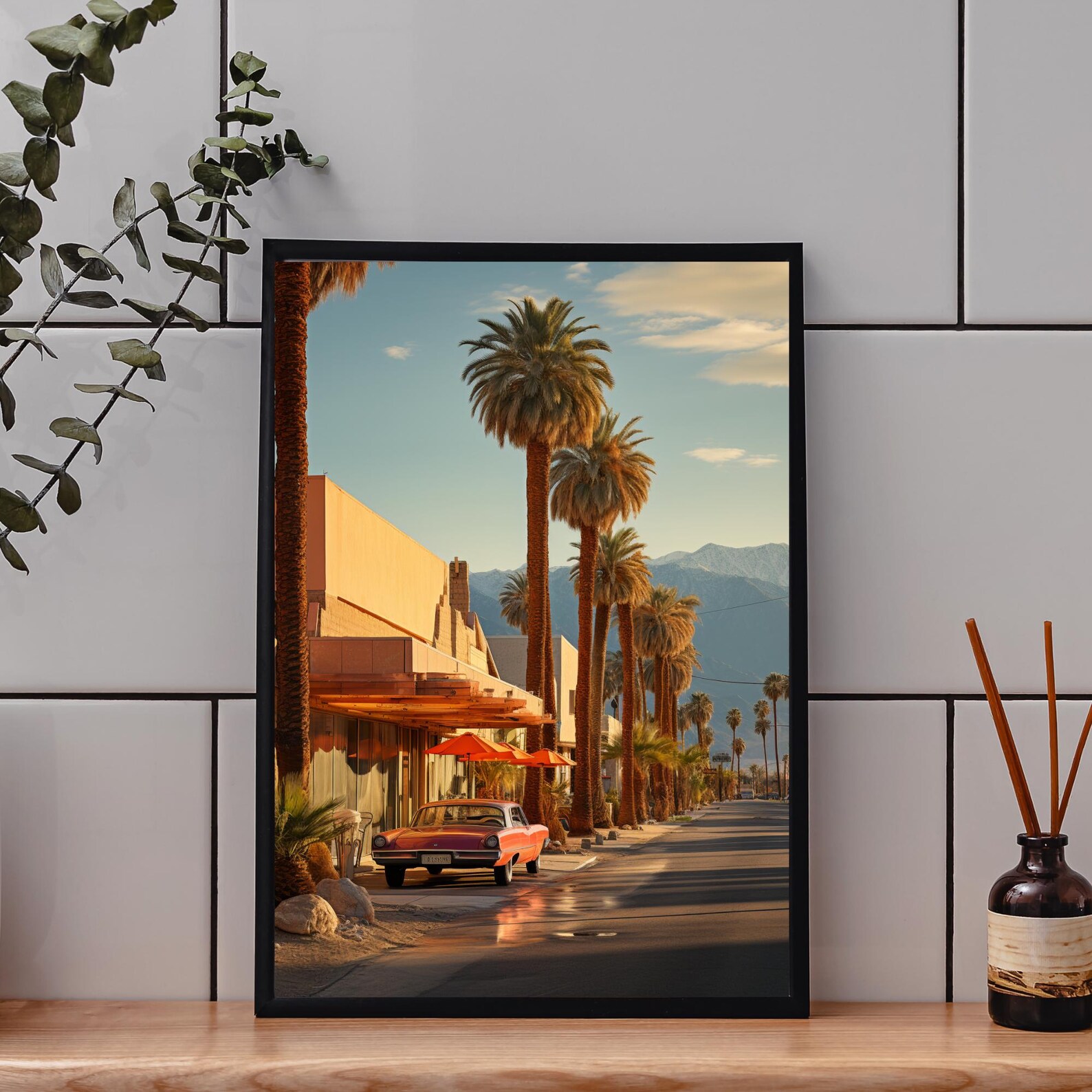 Vintage Palm Springs Street Scene Poster, Retro California Decor ...