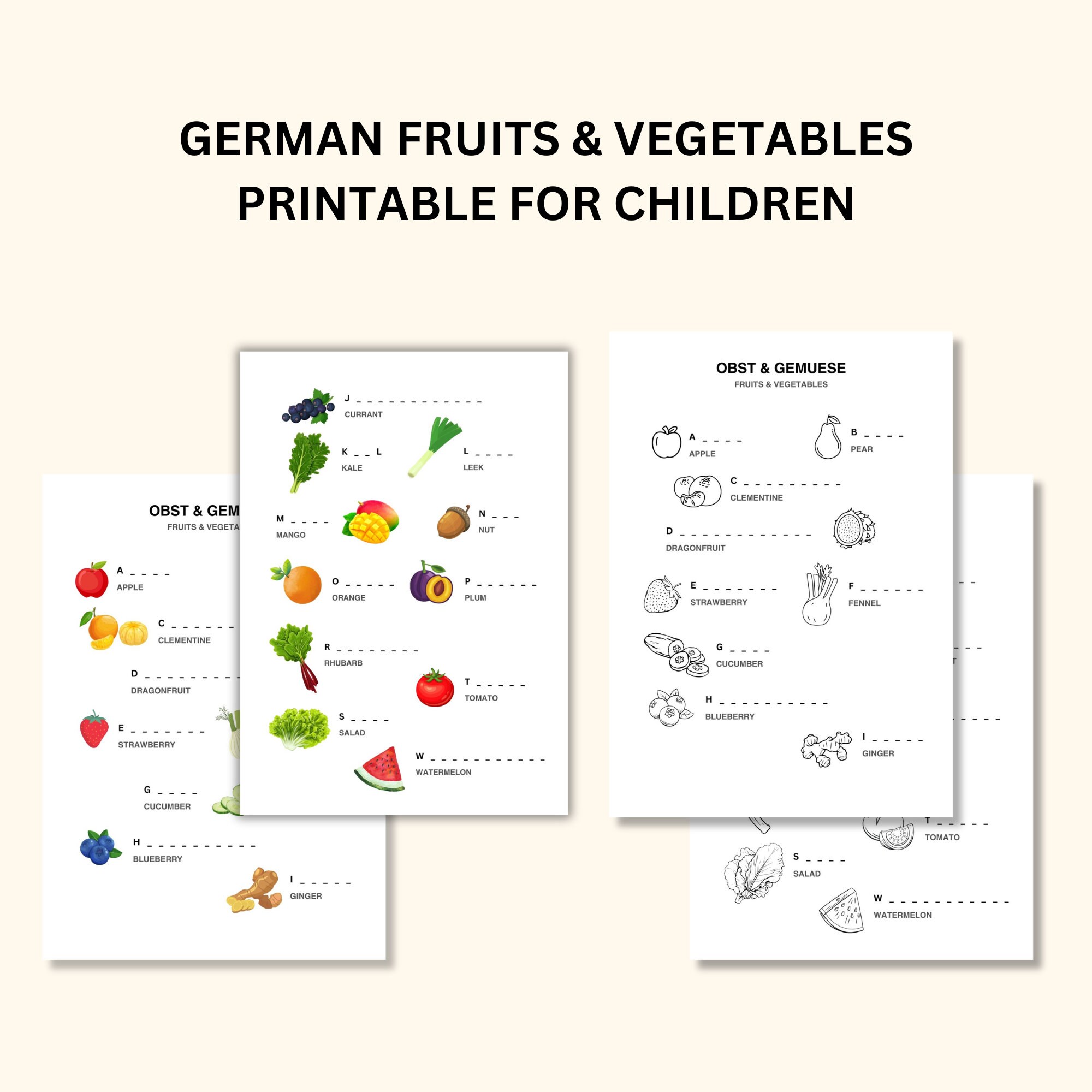 German Learning Template, Educational German Template, German Fruits ...