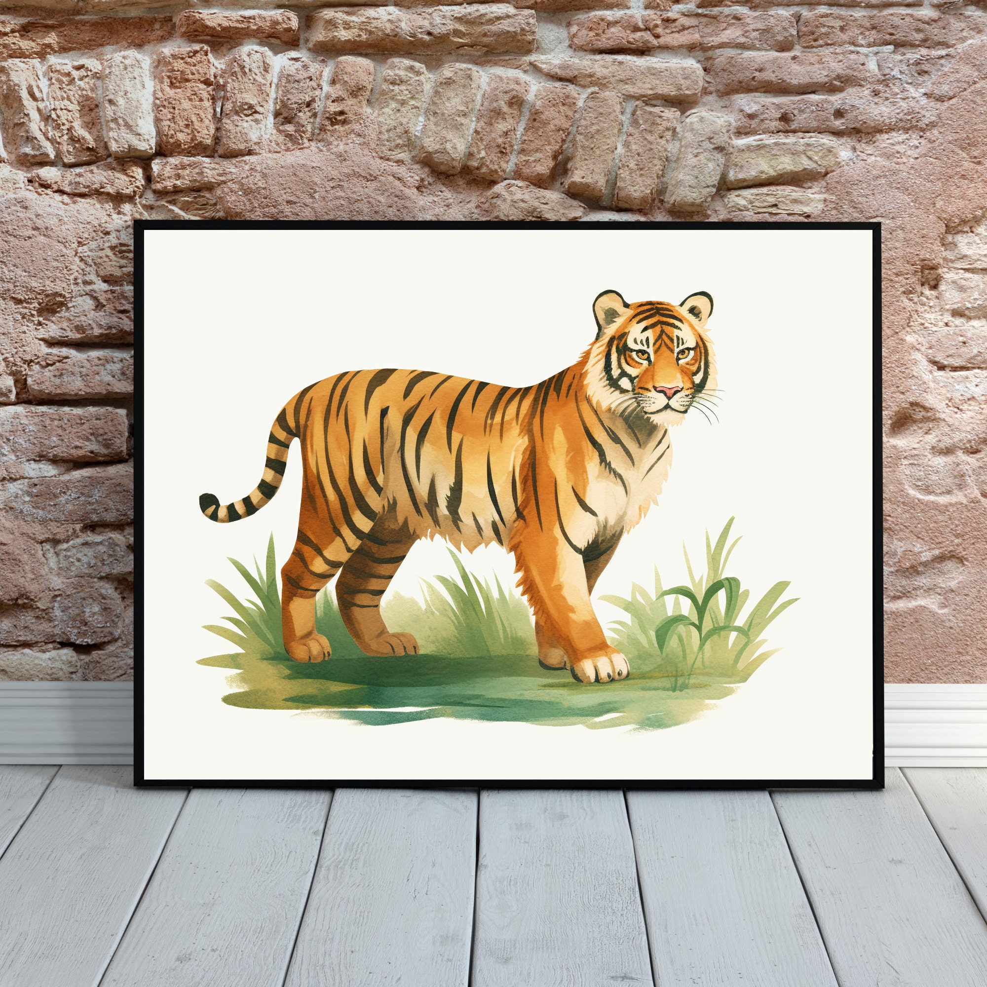 Tiger Poster, Jungle Animal Poster, Watercolor Animal Wall Art, Nursery ...