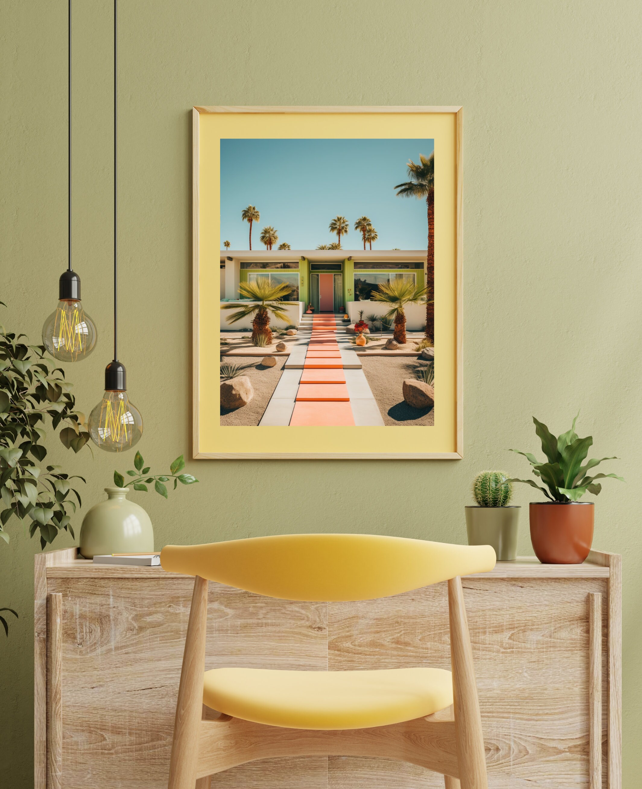 Palm Springs Poster, Mid-century Modern Art, Retro Desert Landscape ...
