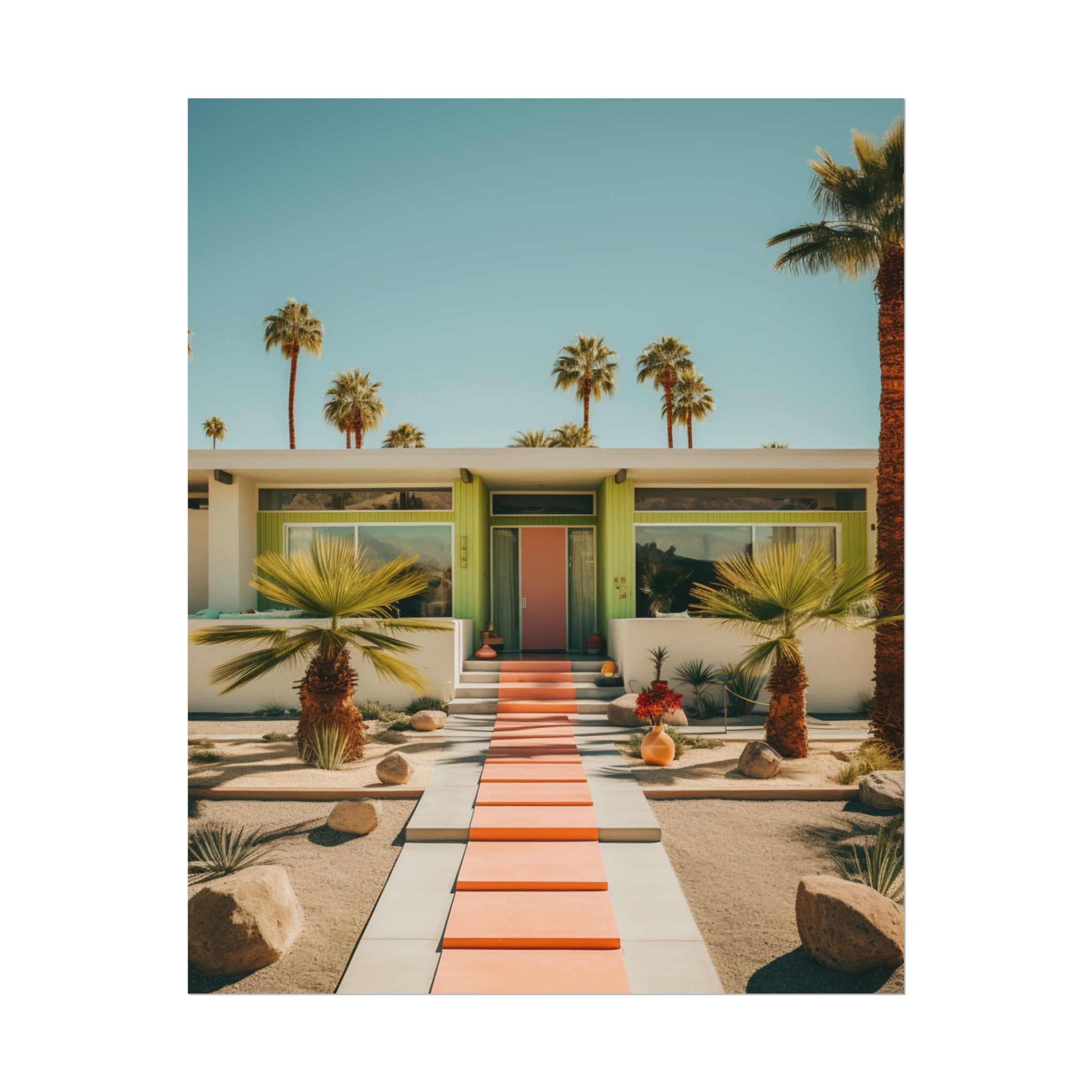 Palm Springs Poster, Mid-century Modern Art, Retro Desert Landscape ...