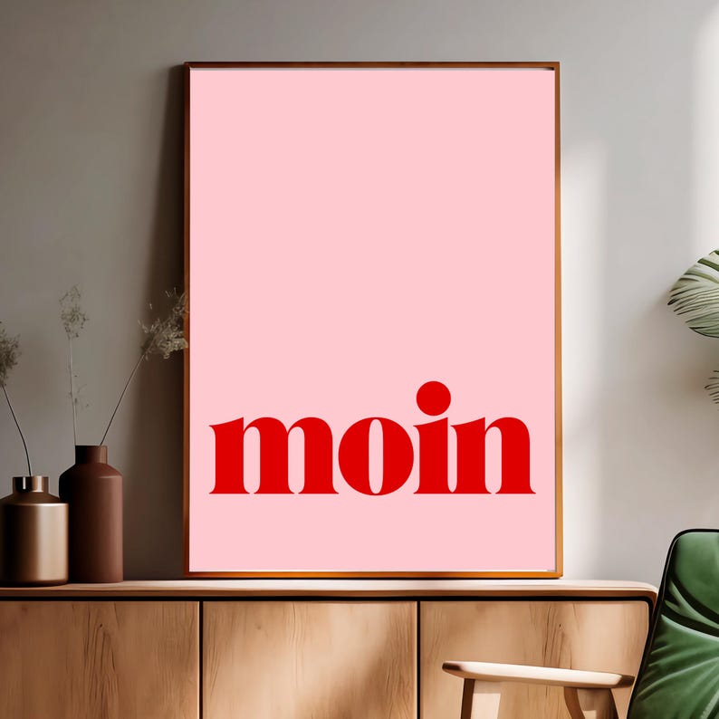 Poster Moin Pink, Moin Poster Minimalist, North German Greeting ...