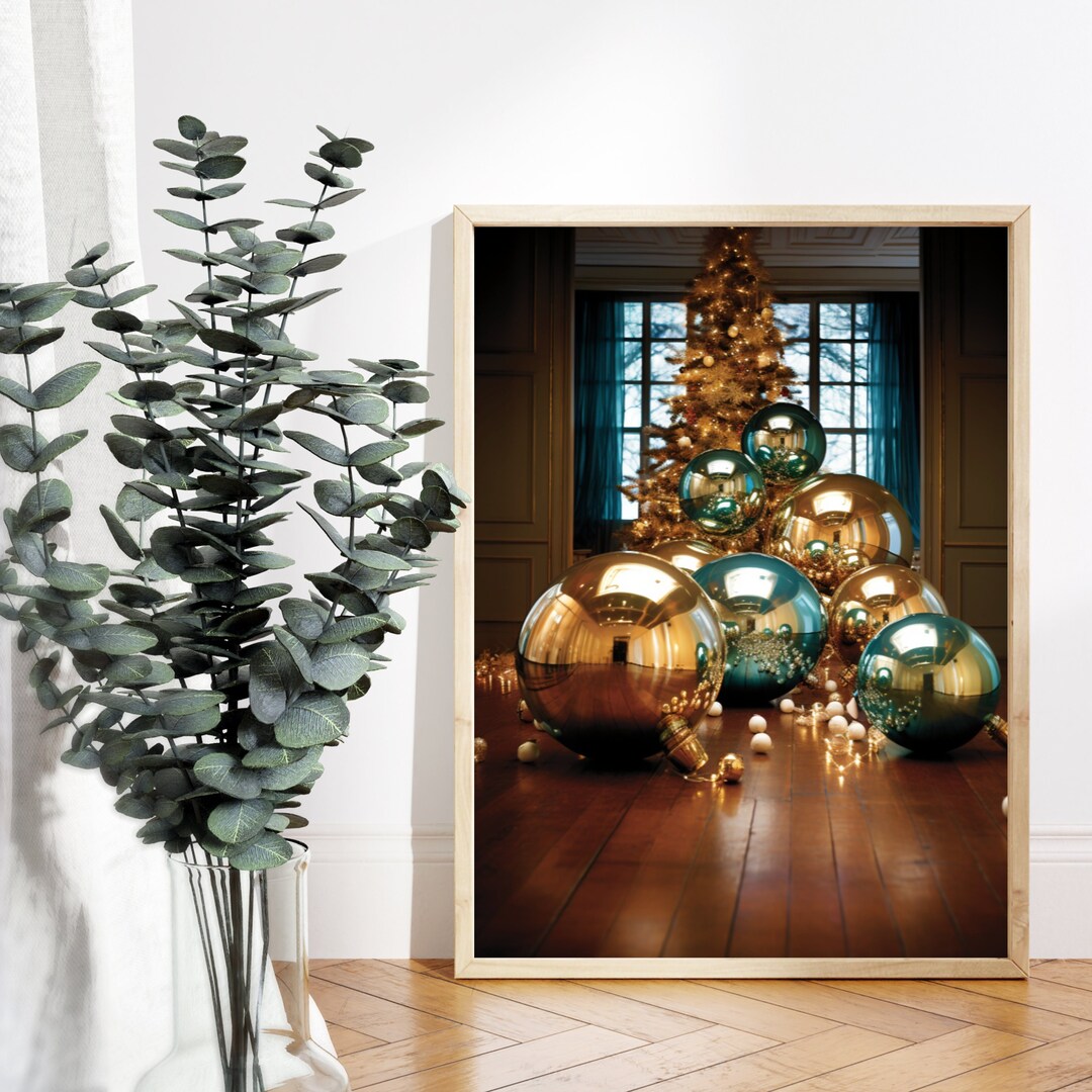 Christmas Poster Christmas Balls Christmas Art Modern Art - Etsy