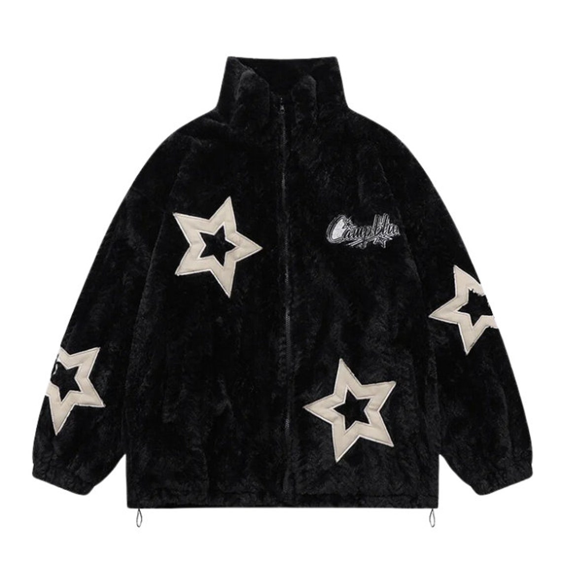 Star Embroidered Fleece Jacket, Vintage Jacket, Couple Jacket, Harajuku ...