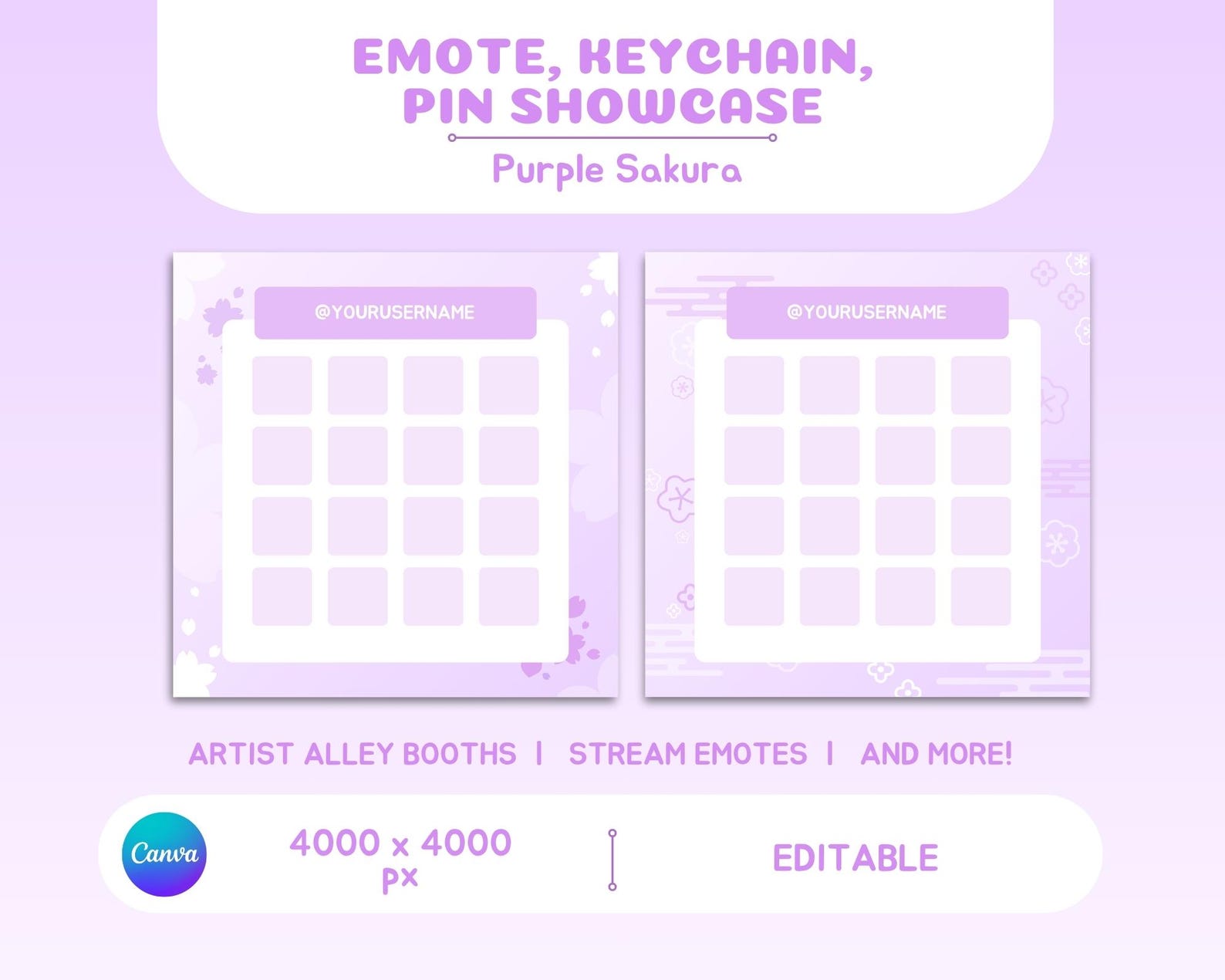 Emote Sub Badge Display Purple Sakura Light Version Cute for Artists ...