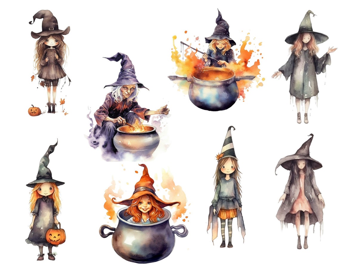 Witch Clipart Halloween Clipart 17 PNG Designs - Etsy