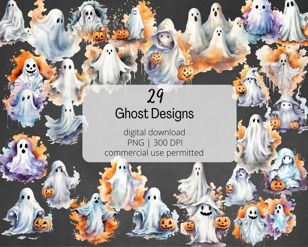 Ghost Clipart Fall Halloween Clipart 29 PNG Designs - Etsy