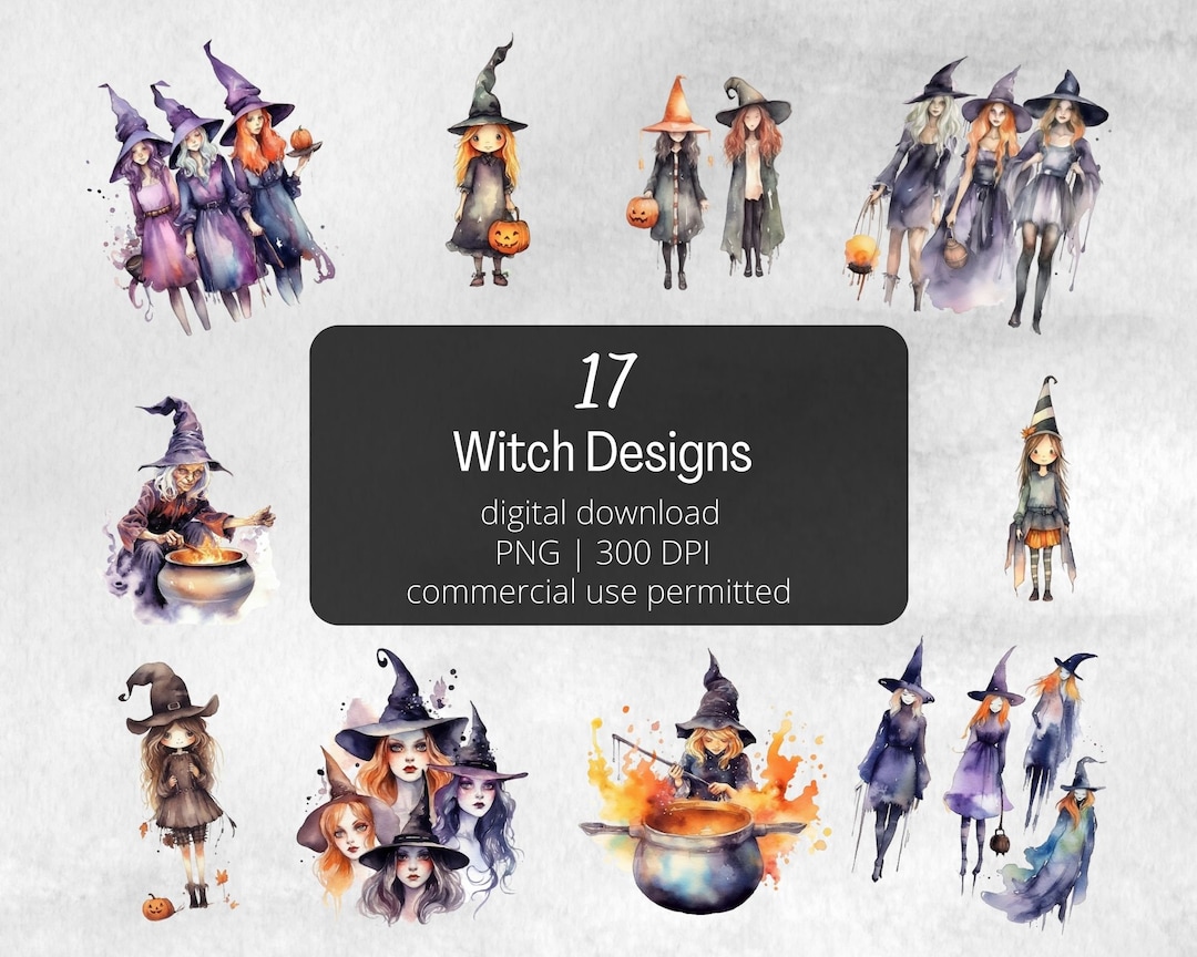 Witch Clipart Halloween Clipart 17 PNG Designs - Etsy