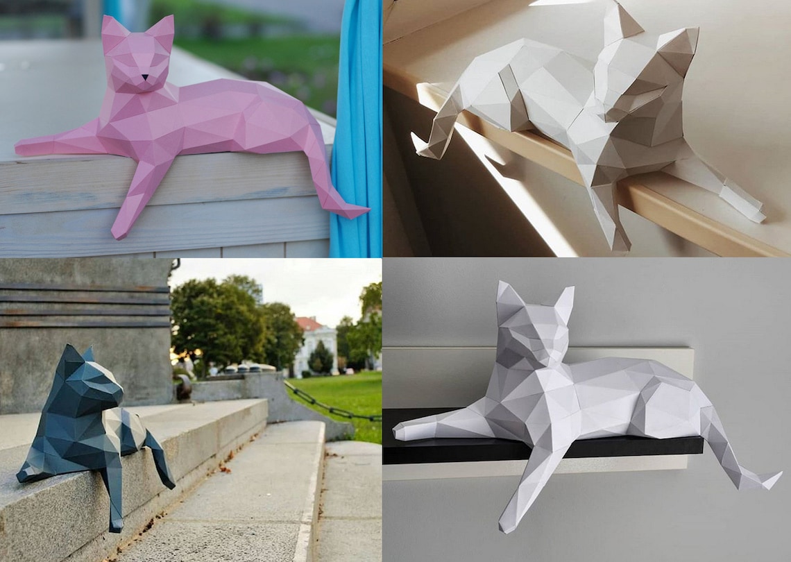 Paper Craft Cat - Etsy