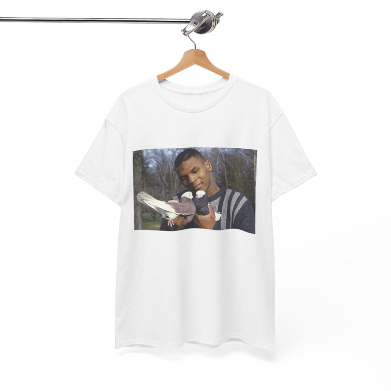 Iron Mike Holding Pigeons Tee | Retro Photo Graphic T-shirt Tyson - Etsy