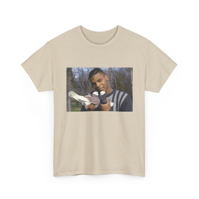 Iron Mike Holding Pigeons Tee | Retro Photo Graphic T-shirt Tyson - Etsy