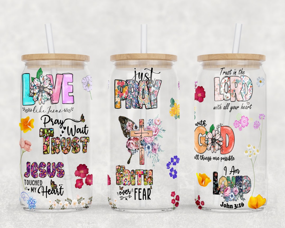 Christian Bible Verse Affirmations 16 Oz Libbey Glass Can Tumbler ...