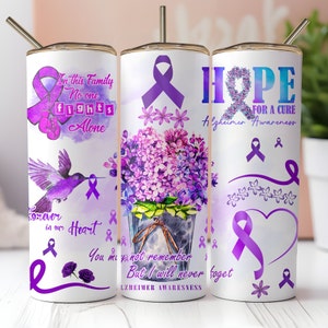 Alzheimer's Awareness Tumbler, Purple Ribbon Design, Alzheimers ...