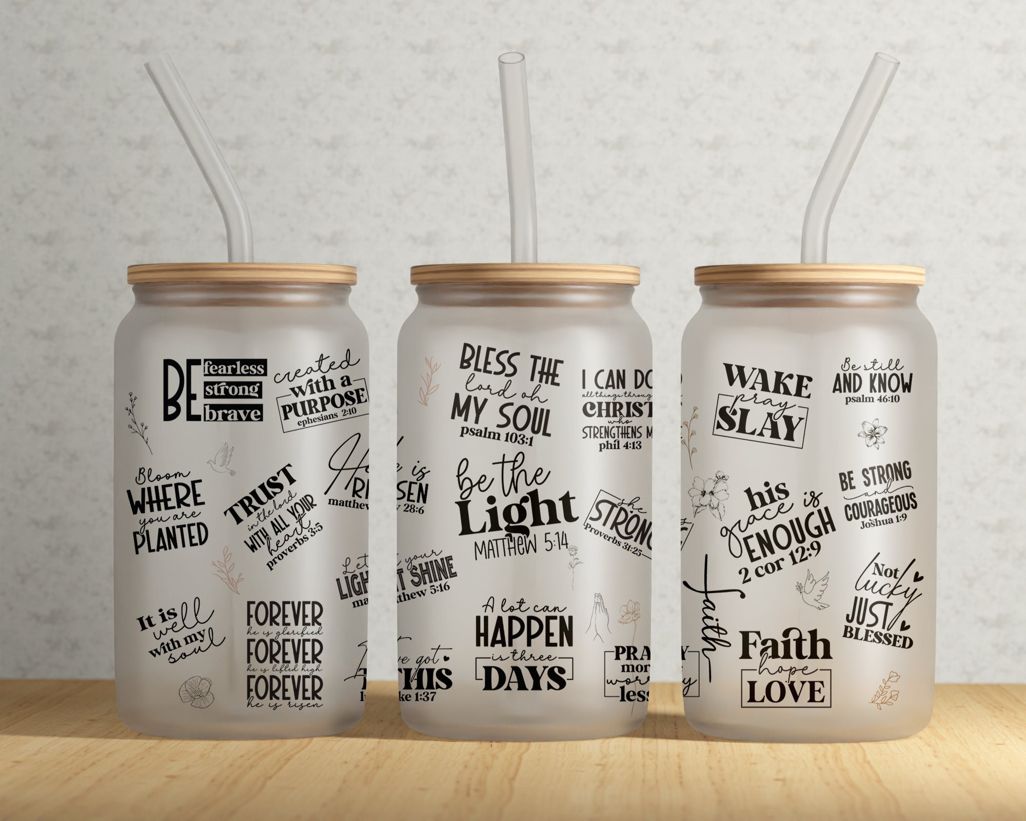 Christian Bible Verse Affirmations 16 Oz Libbey Glass Can Tumbler ...