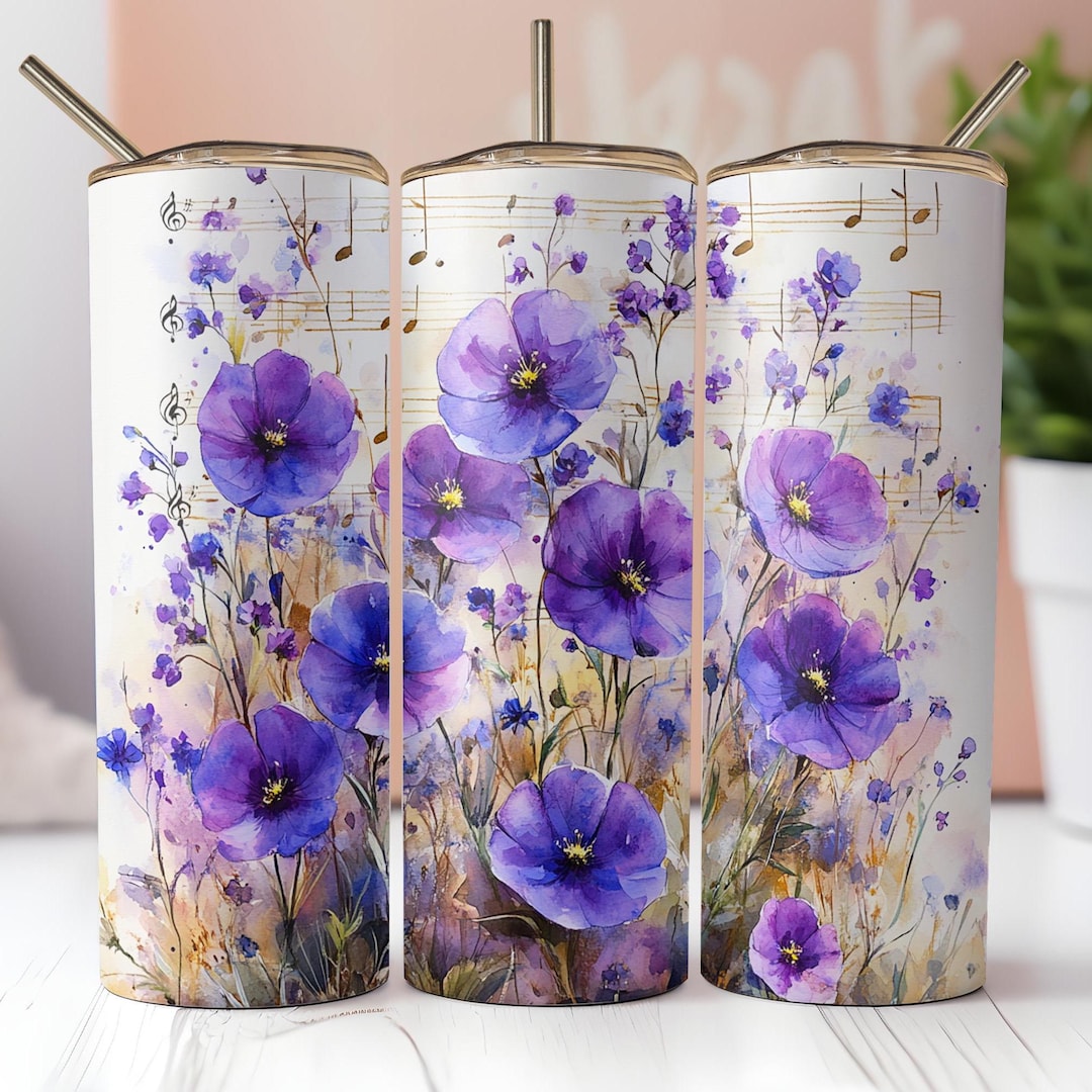 Music Note Tumbler Wrap, Music Wrap for Tumbler, Boho Flowers PNG ...
