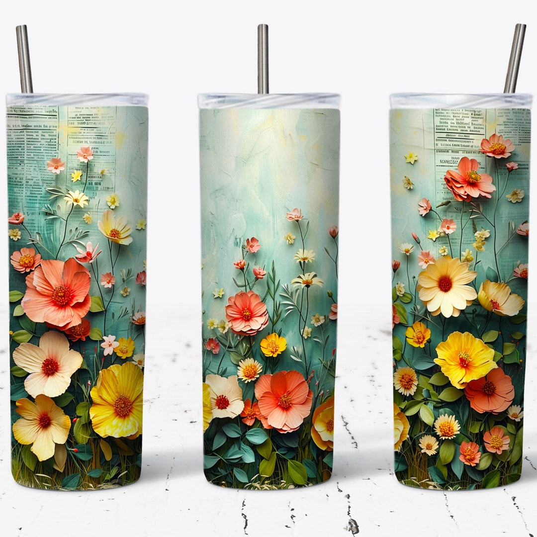 Seamless Wild Wildflowers Vibrant Colors Watercolour-like 20 Oz Skinny ...