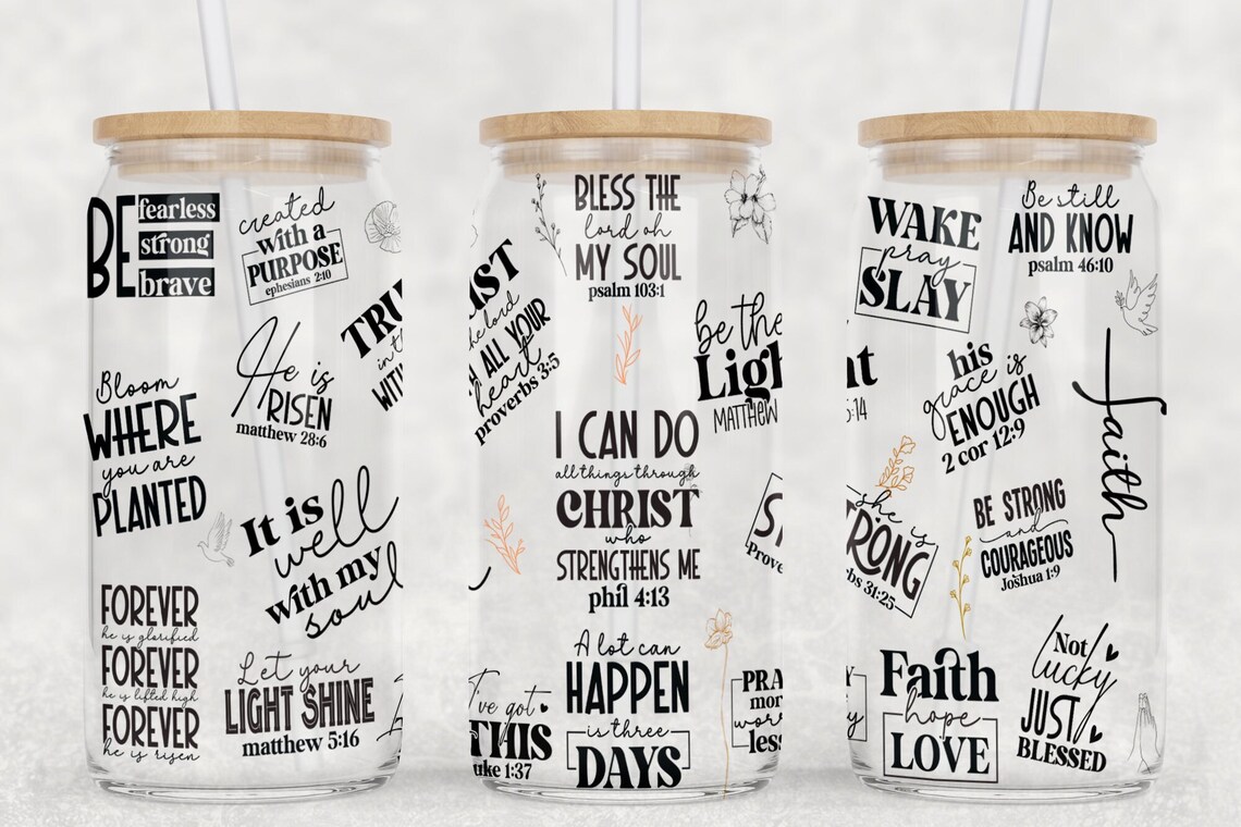 Christian Bible Verse 16 Oz Glass Can Wrap Design (digital Download) - Etsy