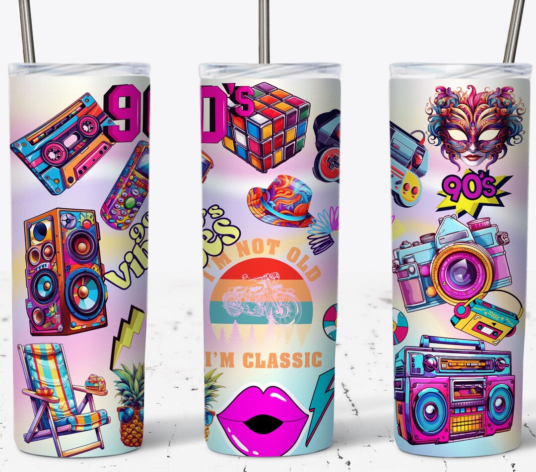 90s Tumbler Wrap, PNG, I Love 90s, 20 Oz. Skinny Tumbler Wrap ...