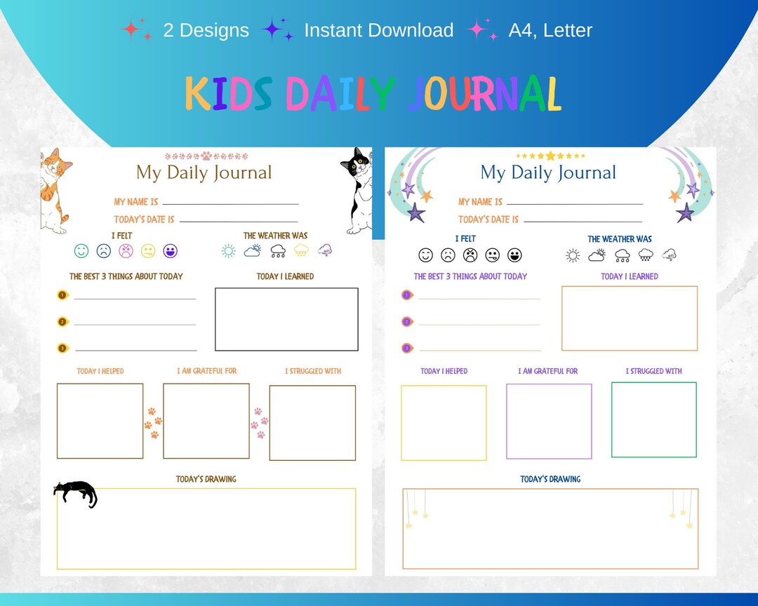 Kids Daily Journal Printable / Journal for Kids / Diary for Children ...