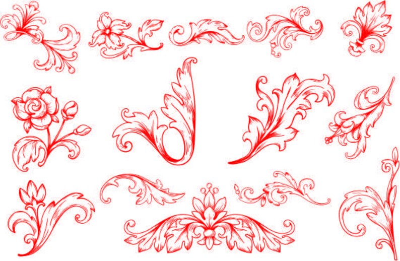 14 Baroque Style Set SVG Baroque Svg Cricut Clipart Silhouette Vector ...
