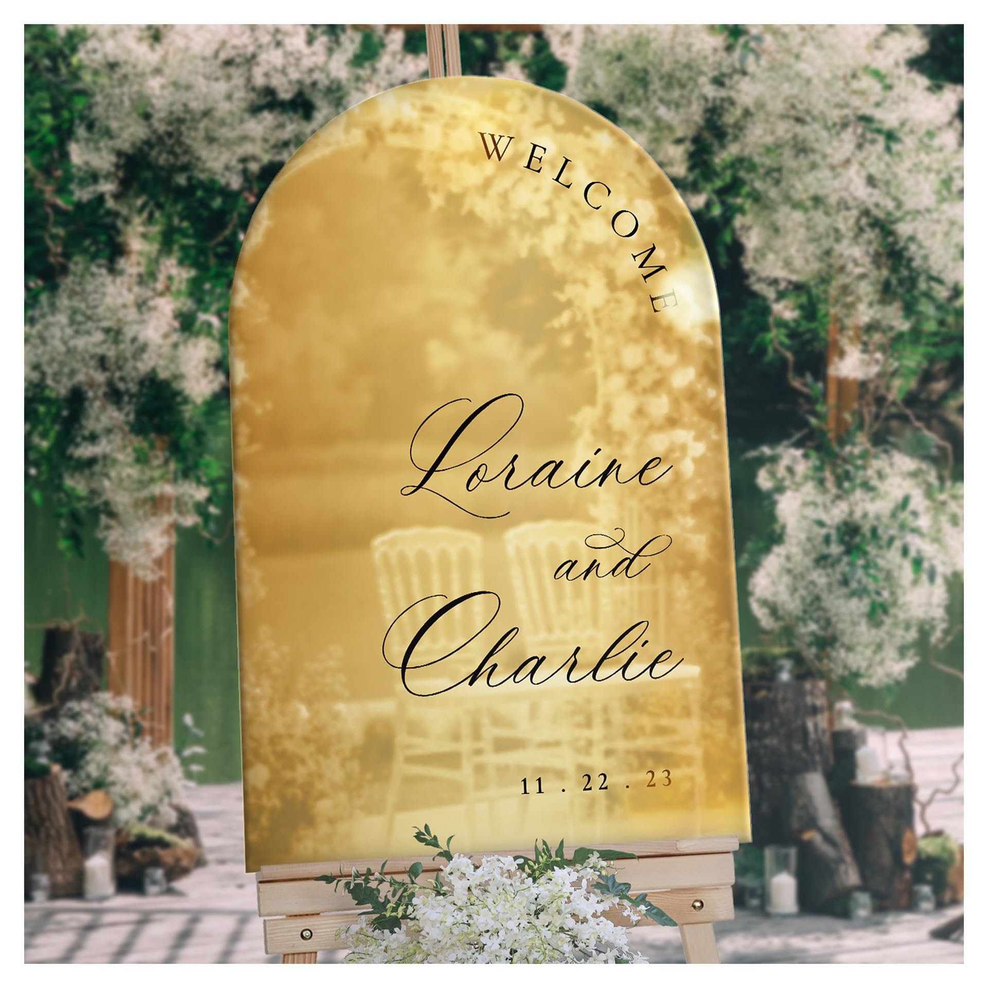 Arched Wedding Sign Gold Mirror Welcome Sign Wedding - Etsy Ireland